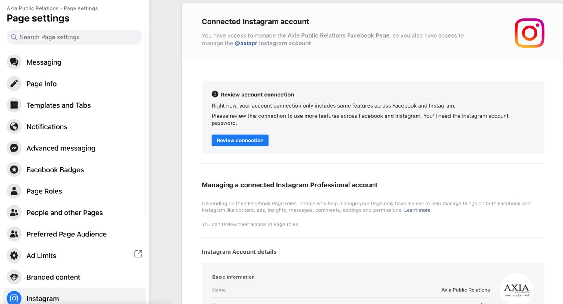 How to manage page roles on your company's Instagram Page